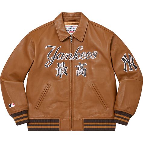 New York Yankees Kanji Leather Varsity Jacket Fall Winter Supreme