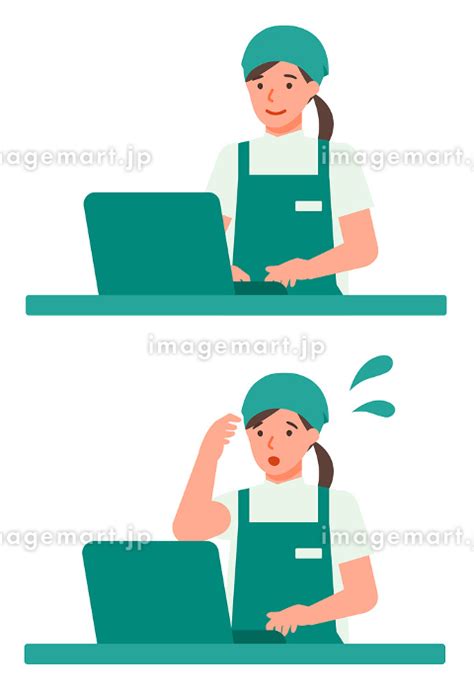 エプロンの小売店員の女性の問題解決のイラスト Pc 258060897 イメージマート