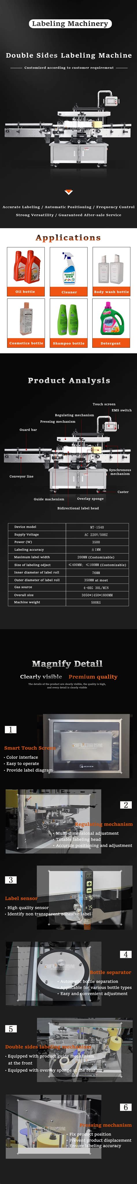 Mouthwash Flat Bottle Shower Jel Square Plastic Bottle Automatic Gallon Labeling Machine