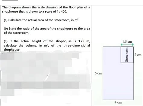 SOLVED The Diagram Shows The Scale Drawing Of The Floor Plan Of A Shophouse That Is Drawn To A