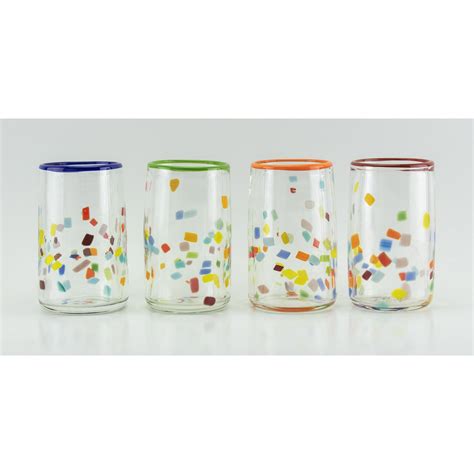 Set Of 4 Confetti Pattern Drinking Glasses Artist Dehanna Jones