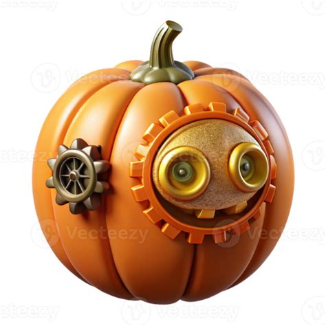 Steampunk Pumpkin Halloween Robot Design 56553571 Png