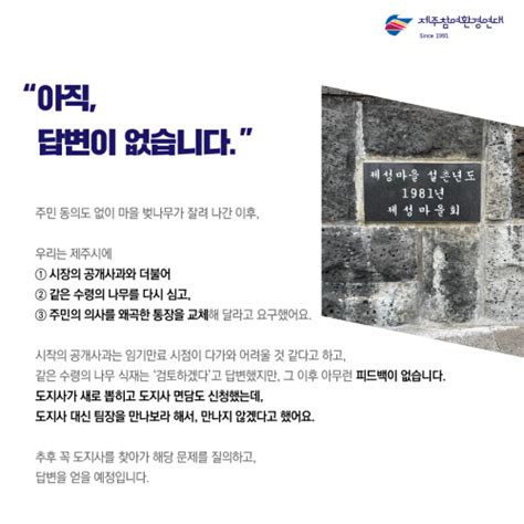 아름다운재단 [제주참여환경연대] 걷기 좋은 제주 걷고 싶은 제주 “가로수 살리go ”