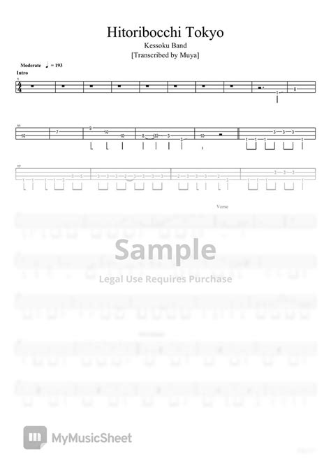Kessoku Band Hitoribocchi Tokyo Bass Tab Sheet Music By Muya Rizal