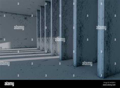 Empty Rough Room With Light Coming In From The Window 3d Rendering