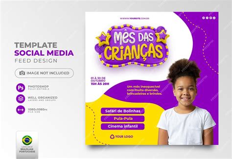 Mês Das Crianças Postar Mídia Social Em Render 3d Para Campanha De