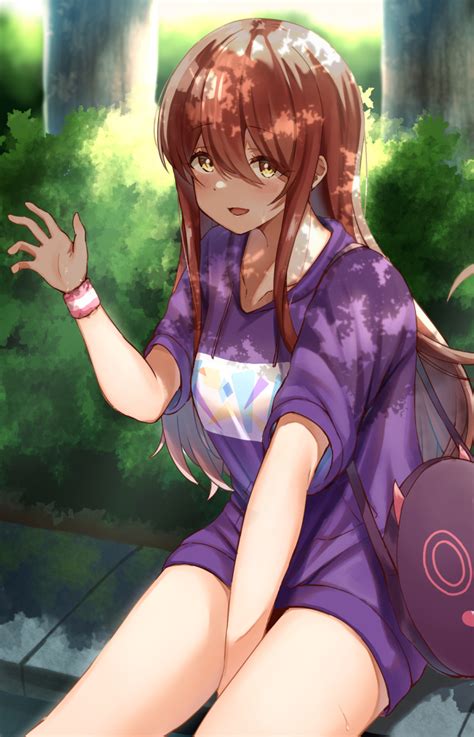 Safebooru 1girl Bangs Blush Breasts Collarbone Dappled Sunlight Eyes