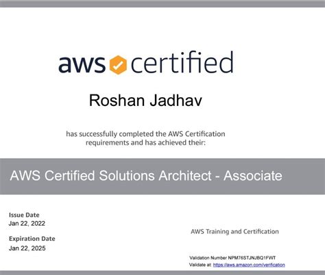 Roshan Jadhav On Linkedin Awscertified Cloudengineer Awssolutionsarchitect Awscertification