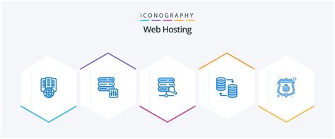 Web Hosting Blue Icon Pack Including Protect Antivirus Server