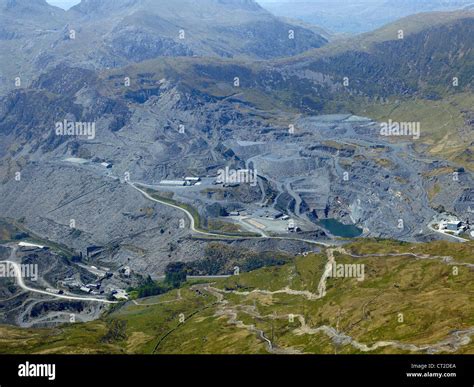 Slate Quarry Blaenau Festiniog North Wales Uk Shot From The Air