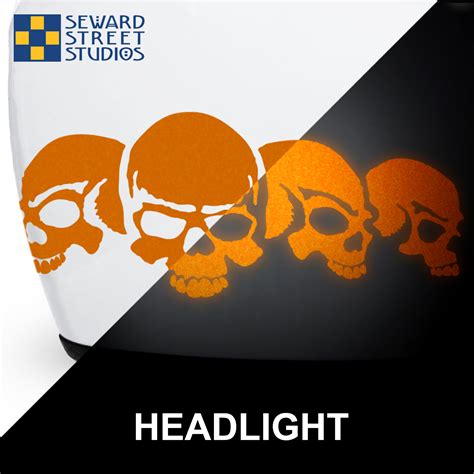 Orange Five Skulls Reflective Decal Set Seward Street Studios