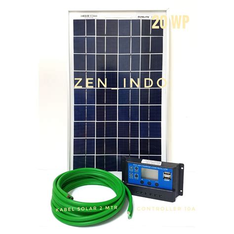 Jual Paket Solar Panel Surya 20 WP Solar Controller 10A Dan Kabel