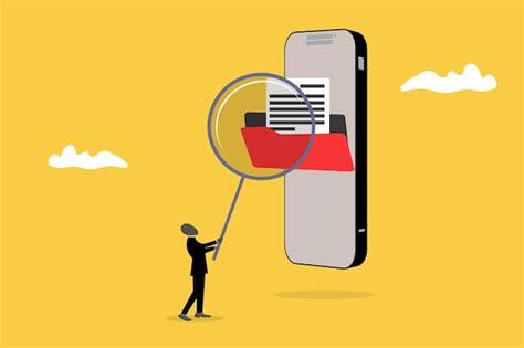 Premium Vector Employee Uses Magnifying Glass Search File Concept Of Documents File Manager