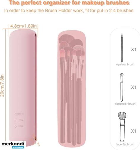 Pink Travel Makeup Brush Silicone Makeup Brush Case Holder Reusable
