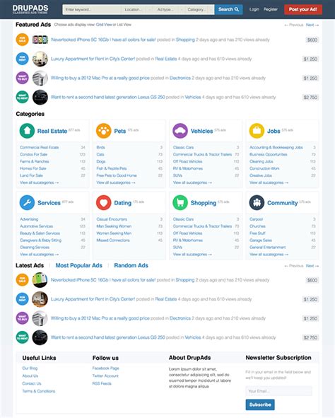 Drupads Drupal 7 Classified Ads Responsive Design On Behance