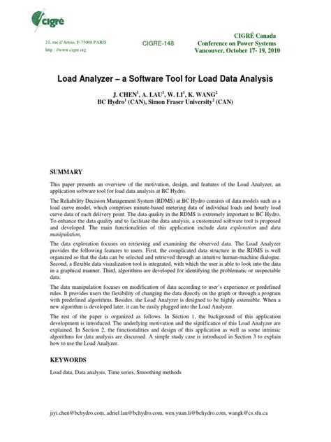 pdf cigre 148 load analyzer a software tool for load data analysis