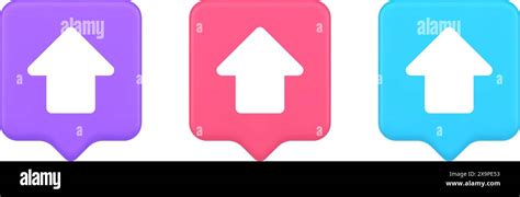 Arrow Up Button Directional Pointer Cyberspace Cursor 3d Realistic Speech Bubble Pink Blue And