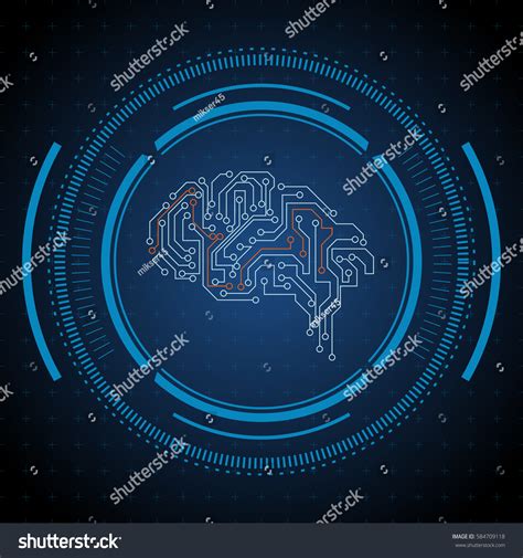Technologic Background Circuit Brain Vector Illustration Stock Vector