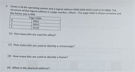 Solved 3 Given A 16 Bit Operating System And A Logical Chegg Com
