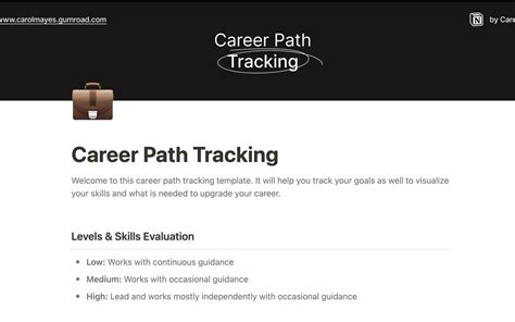 Career Path Tracking Template Notion Template