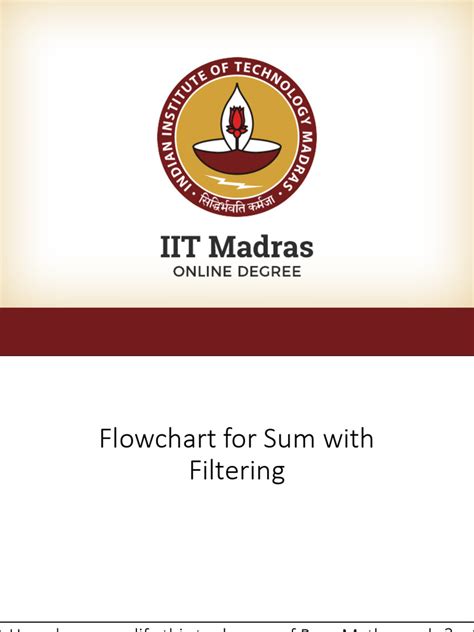 Lecture 1 5 Flowchart For Sum With Filtering Pdf