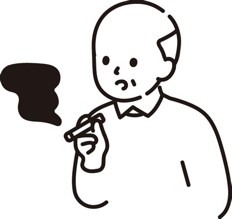 タバコを吸う男性（シニア）のイラスト｜商用可・フリーイラスト素材｜ソコスト