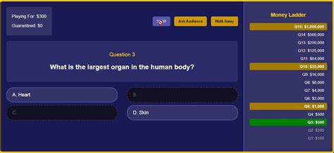 Who Wants To Be A Millionaire Game Using Html Css And Javascript With