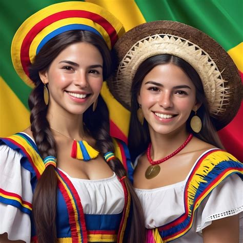 Premium Photo She Is Very Smiling With A Colombian Costume And Her