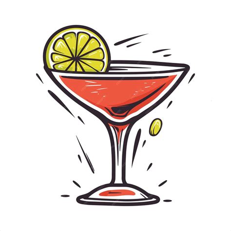 Premium Vector Cocktail Drink Glass Vector Illustration