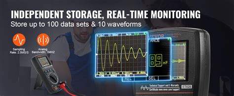 VEVOR Oscilloscope Numérique Multimètre 2 en 1 Portable Taux d