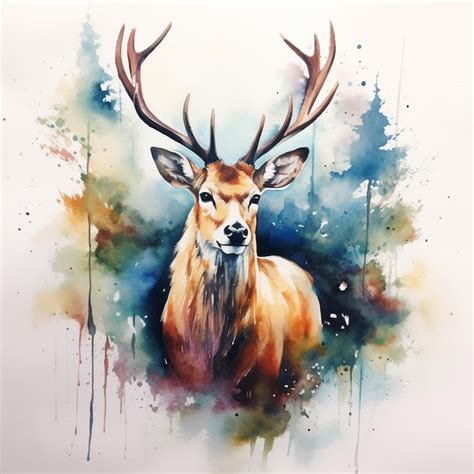 Premium Ai Image Watercolor Illustration Of Deer