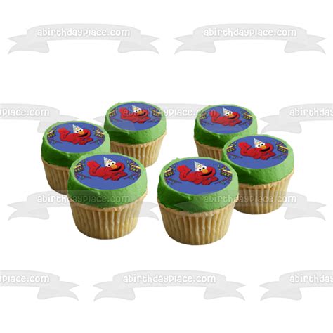 Sesame Street Elmo Party Hat Drums And Confetti Edible Cake Topper Ima