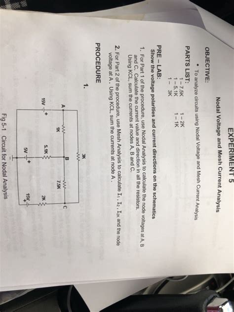 Solved Experiment 5 Nodal Voltage And Mesh Current Analysis