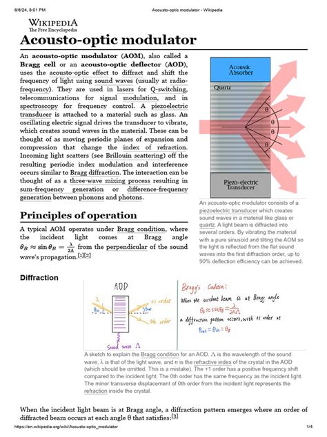Acousto Optic Modulator Wikipedia Pdf Electrodynamics Physical Phenomena