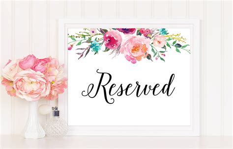 Printable Reserved Signs For Tables