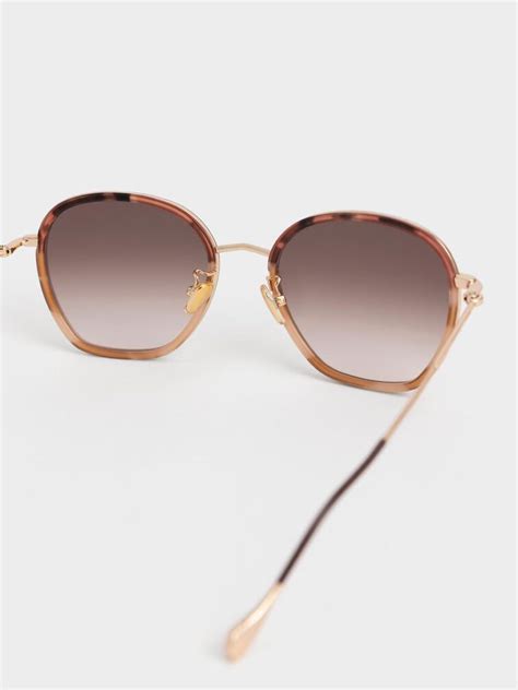Pink Recycled Acetate Wire Frame Sunglasses Charles And Keith Za