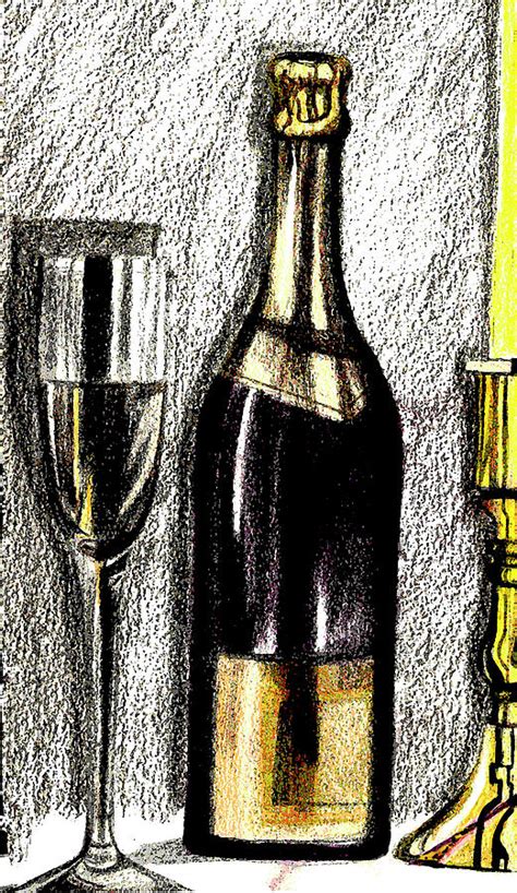 Wine Bottle Pencil Drawing