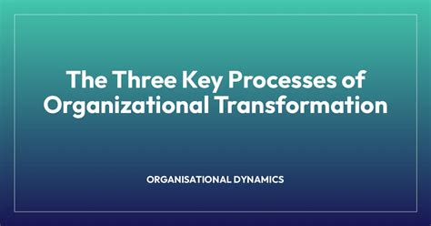 The Three Key Processes Of Organizational Transformation • Slm Self