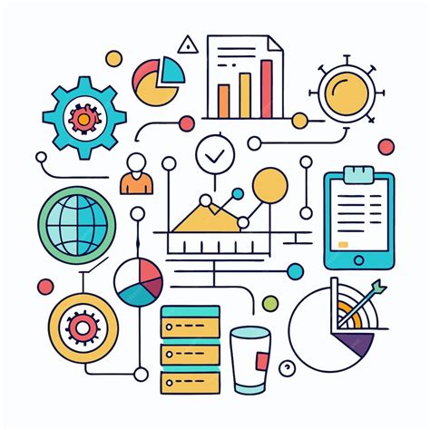 Data Analytics And Strategy Illustration With Connected Icons Premium Ai Generated Vector
