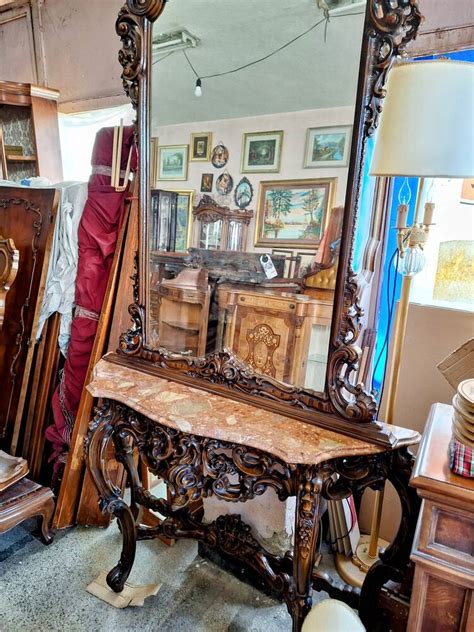 Барокова дървена конзола с огледало Антре Мебели за дома и офиса Пазарджик Барокова ко