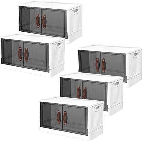 Yssoa 200qt Plastic Storage Bins With Lids 5 Pack Stackable Closet