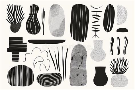Black And White Drawing Of Various Objects Stock Illustration