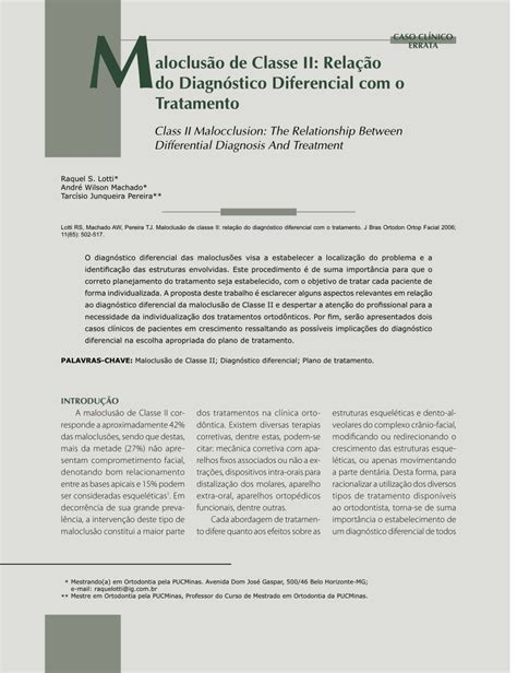 Pdf Class Ii Malocclusion The Relationship Between Differential
