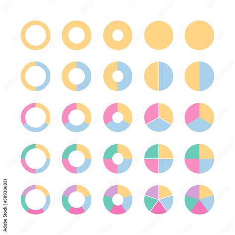 Colored Segments Pie Diagram Template Circle Graph Collection