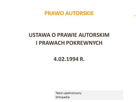 USTAWA O PRAWIE AUTORSKIM Ppt Pobierz