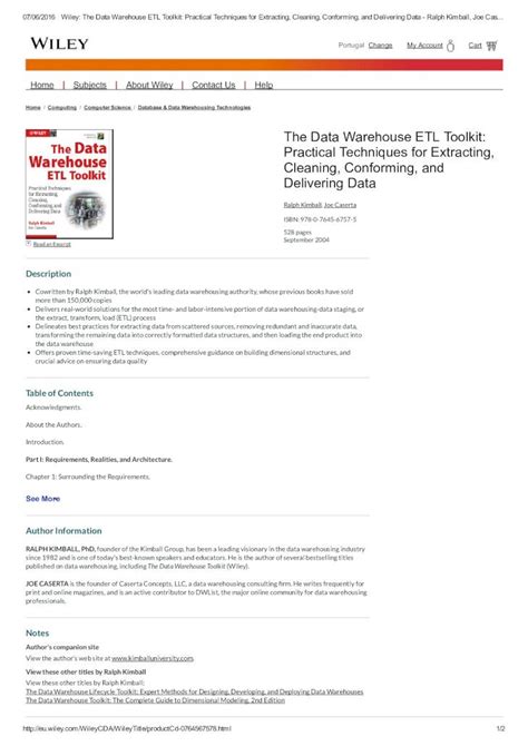 Pdf The Data Warehouse Etl Toolkit Practical Techniques For Files Isec Pt Documentos