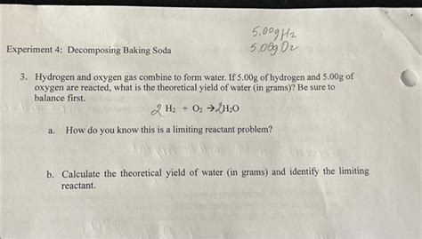Experiment Decomposing Baking Soda H Chegg
