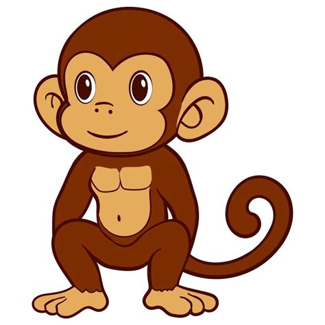 Adorable Cartoon Monkey In Sitting Pose Illustration 50660488 Vector