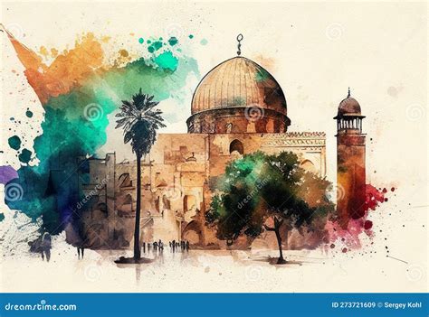 Al Aqsa Mosque Old City Of Jerusalem Stock Illustration Illustration