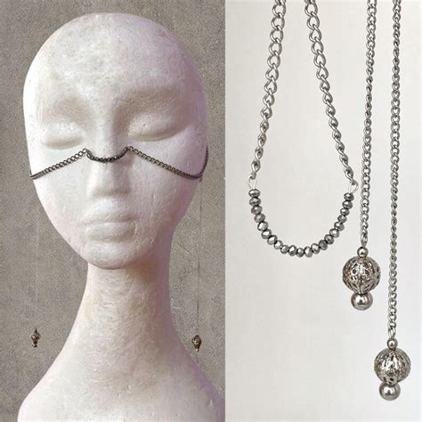 Unique Silver Face Chain Nose Face Chsin Mask Raves Festival Face Harness Bellydance Chain